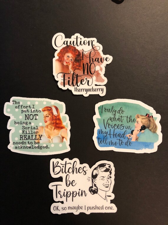 Sassy Vintage Style 4 Piece Sticker Set Laptop Stickers - Etsy