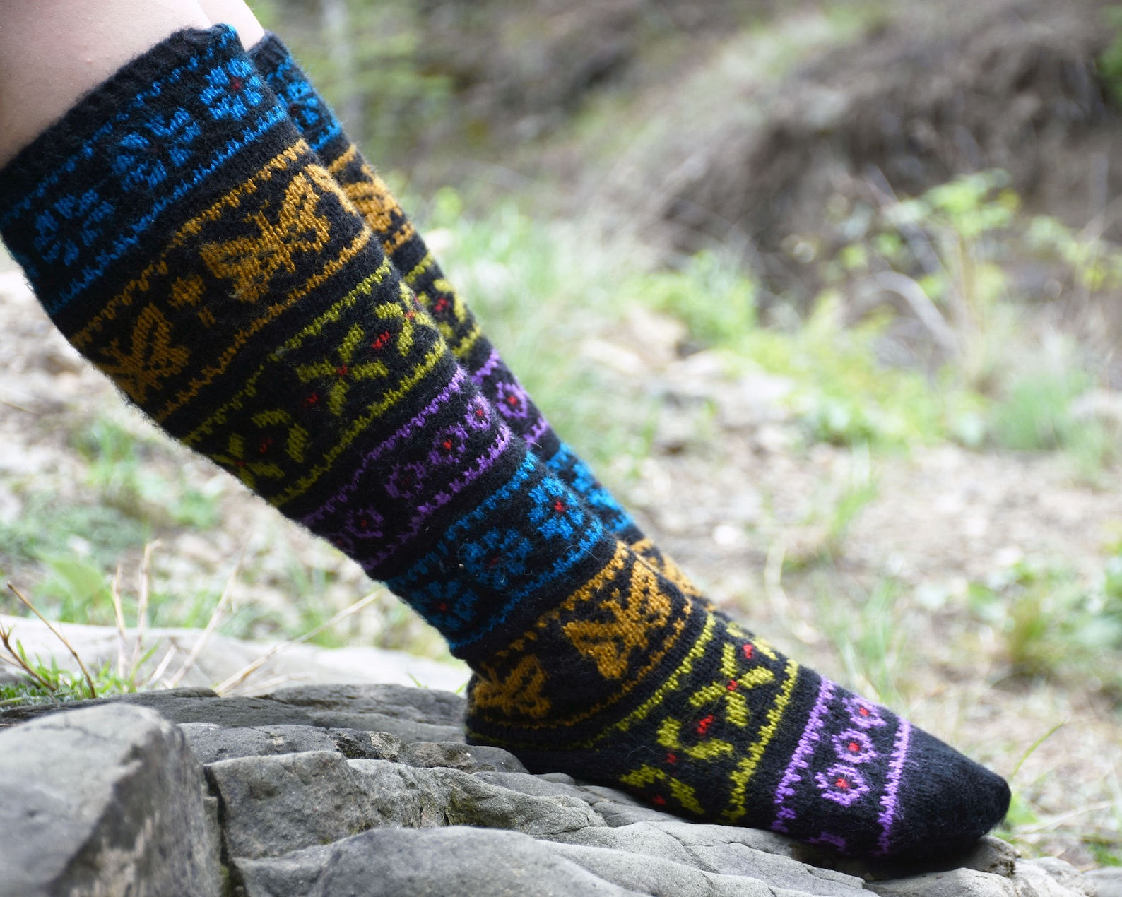 Hand Knitted Wool Long Socks Unisex Socks Knit Winter Socks - Etsy