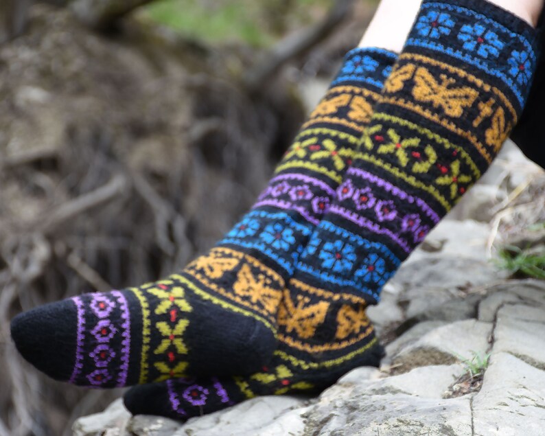 Hand Knitted Wool Long Socks Unisex Socks Knit Winter Socks - Etsy