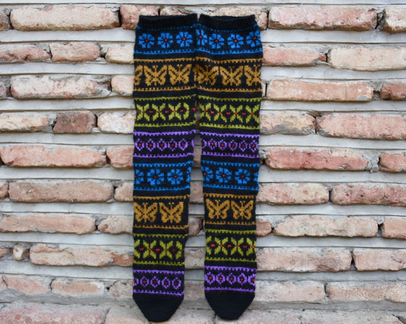 Hand Knitted Wool Long Socks Unisex Socks Knit Winter Socks - Etsy