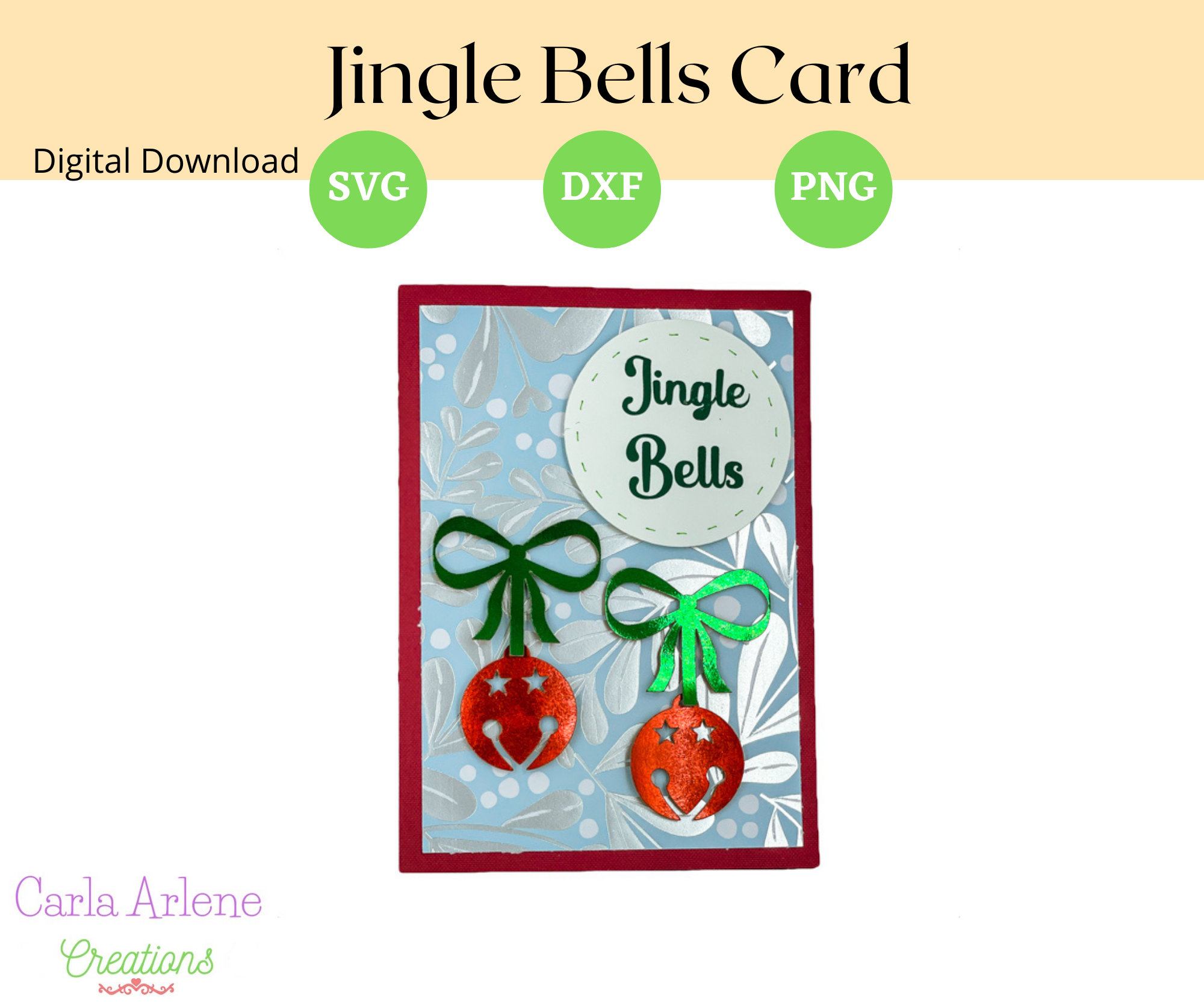 Jingle Bells Christmas Card SVG Template (digital Download) - Etsy
