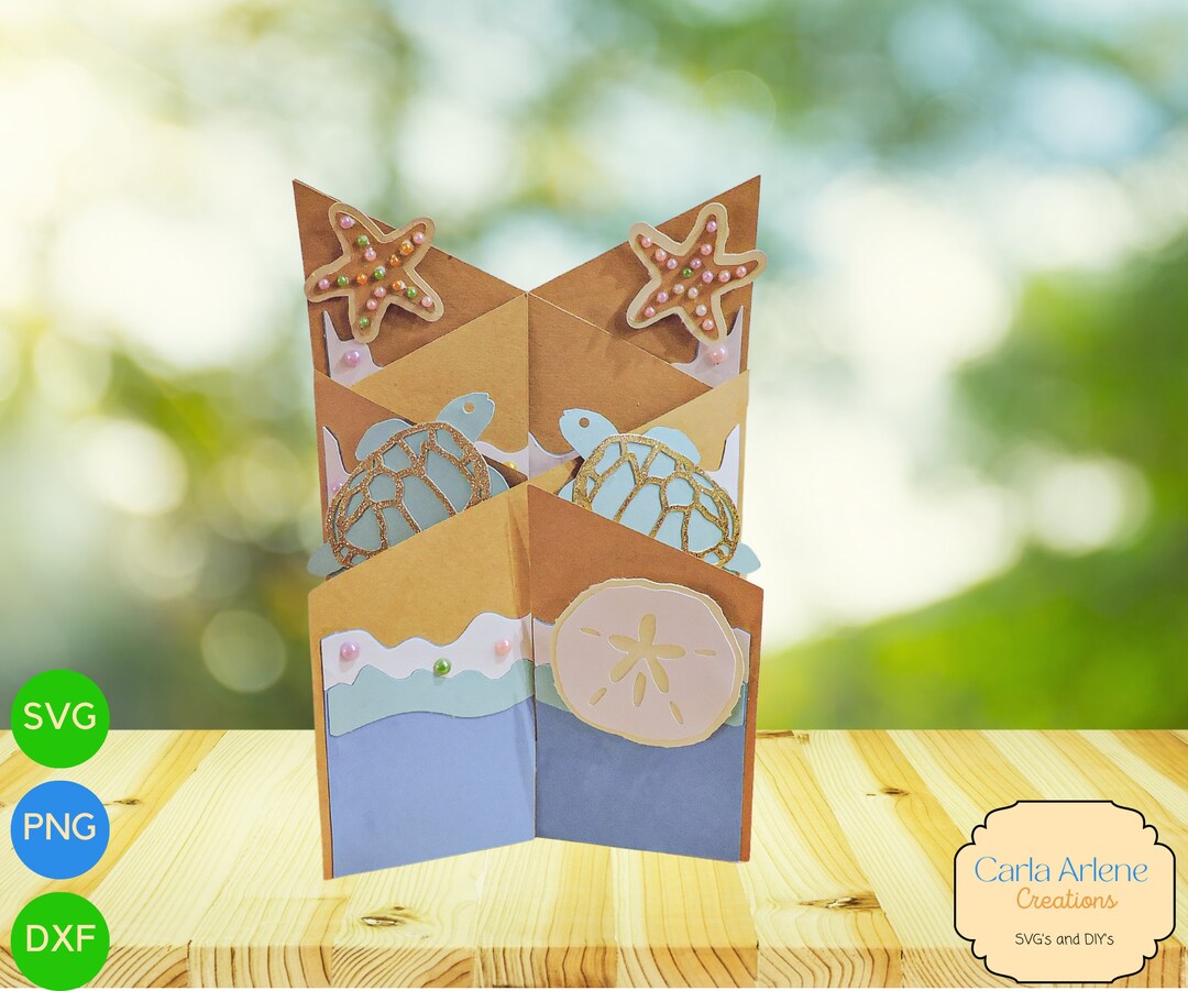Beach Cascade Card SVG | Cricut Beach Card Cut File | Sea Turtle ...