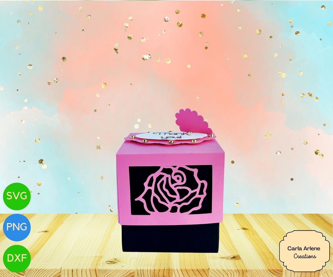 Hearts and Roses Favor Box SVG | Cricut Wedding Favor Box Template - Etsy