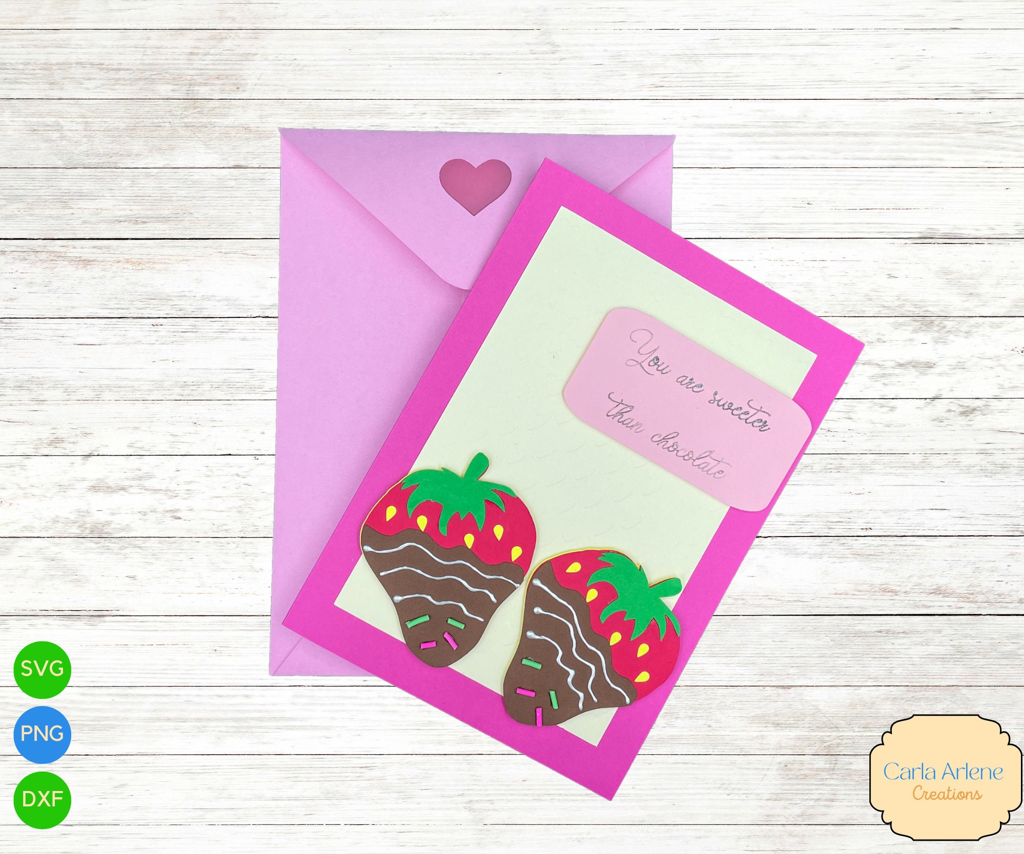 Sweet Strawberry Card SVG Valentine's Day Card Sweetheart Card ...