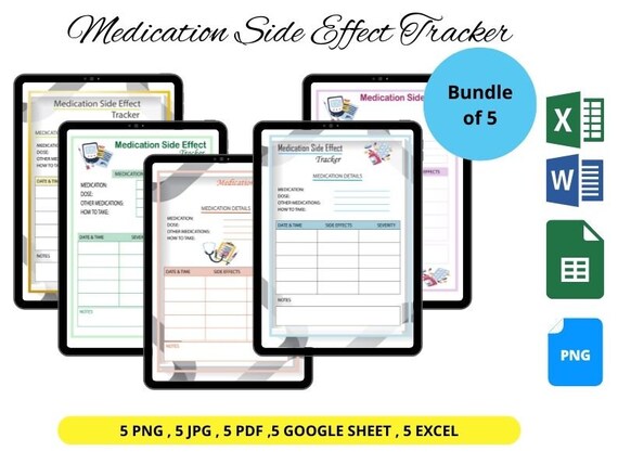 Medication Side Effect Tracker Template Chart Printable in PDF - Etsy