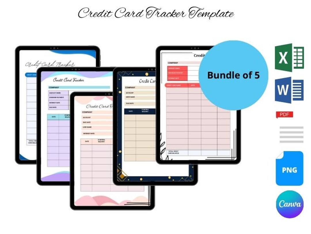 Credit Card Tracker Template Printable in PDF Word & Excel - Etsy