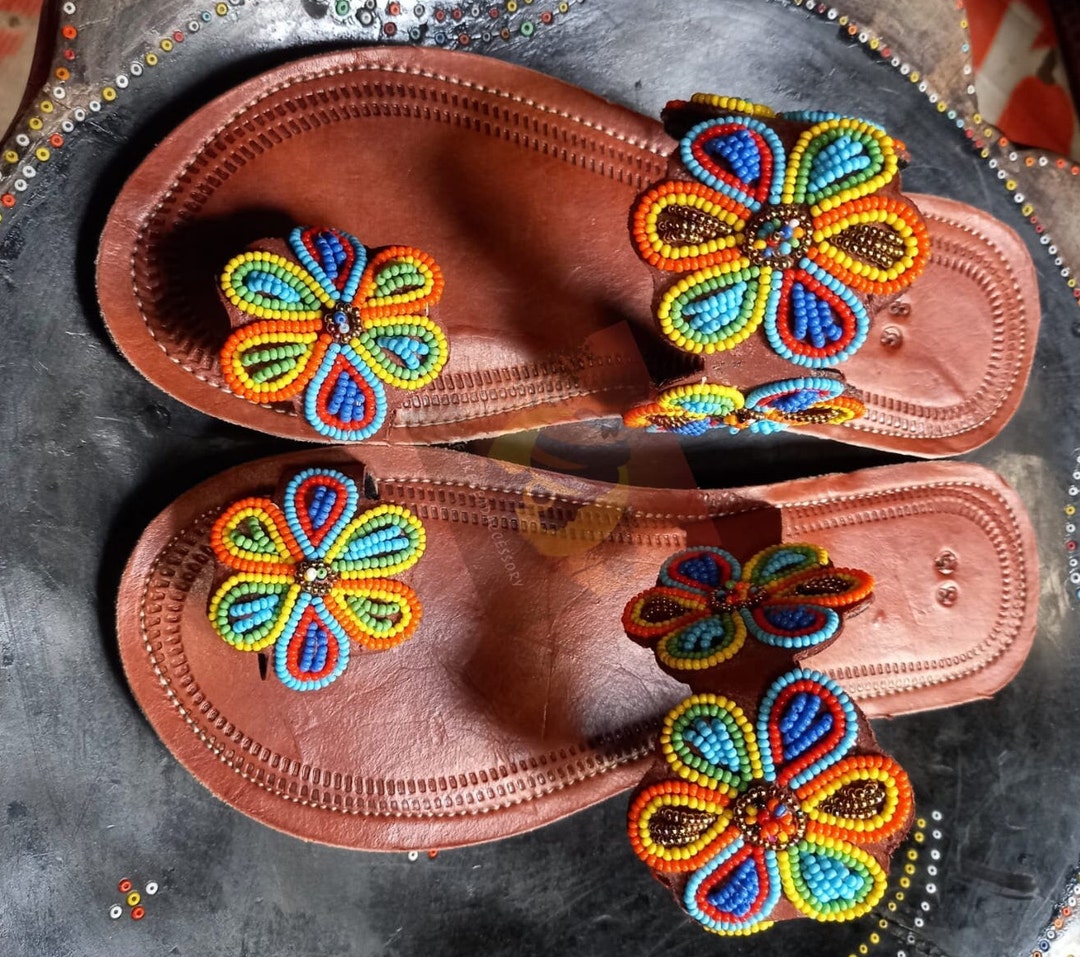 Masai Sandals Beaded Sandals Leather Sandals African Sandals Maasai ...