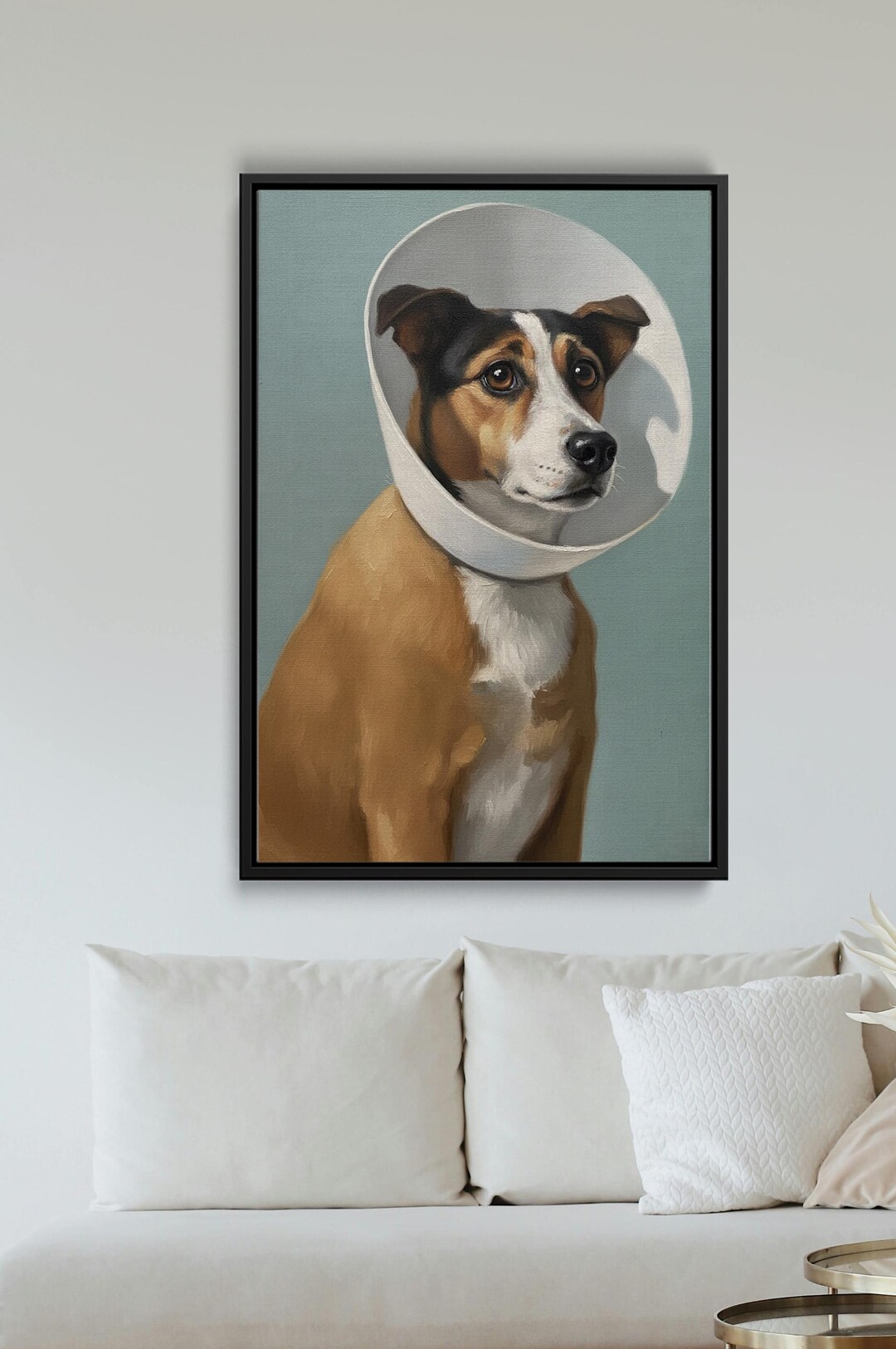 Funny Dog Portrait Canvas Art, Pet Wall Decor, Modern Dog Painting ...