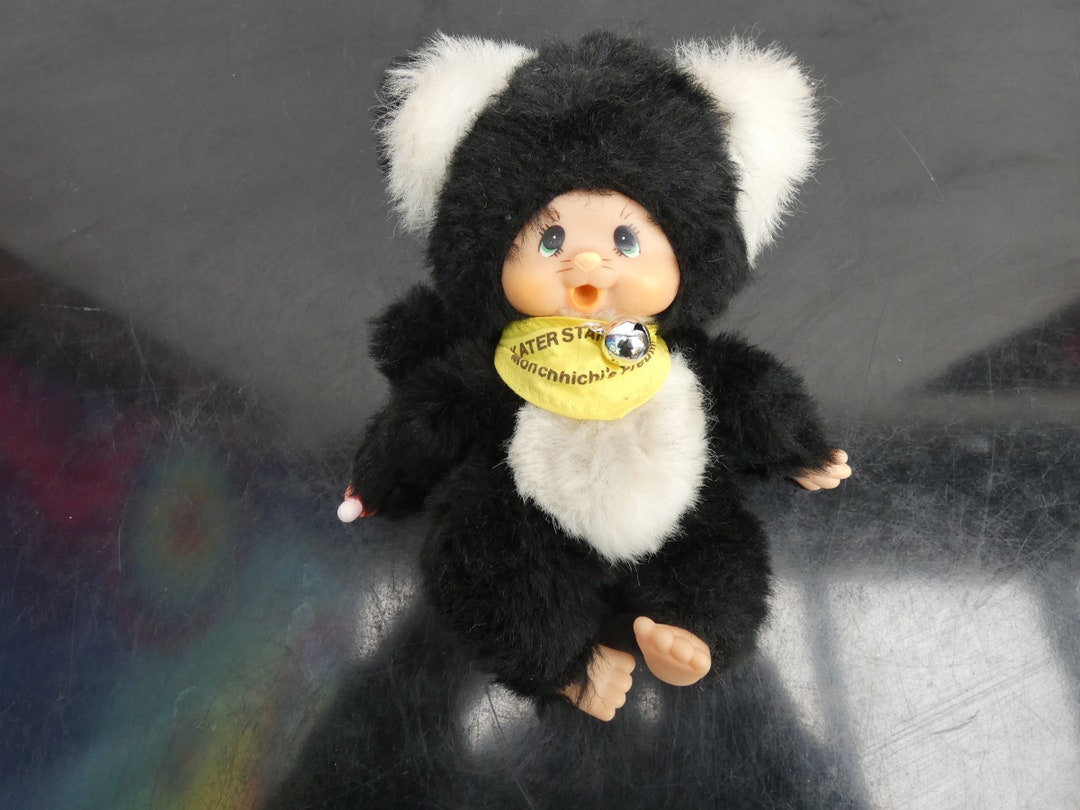 Vintage Monchichi Doll Sekiguchi Retro Toy Vintage 1970s Black-white ...