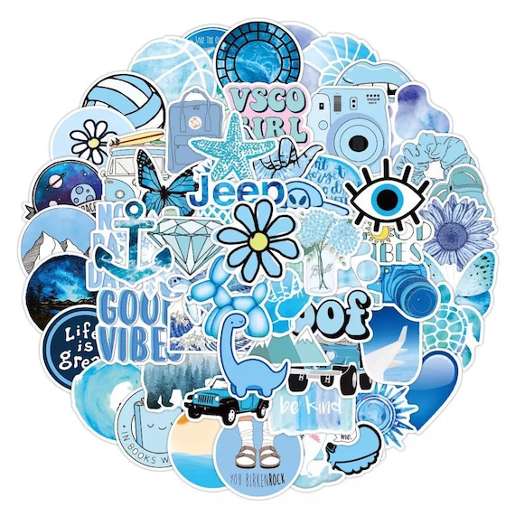 Wavy Cool Blue Aesthetic Sticker Pack for Hydroflask and | Etsy