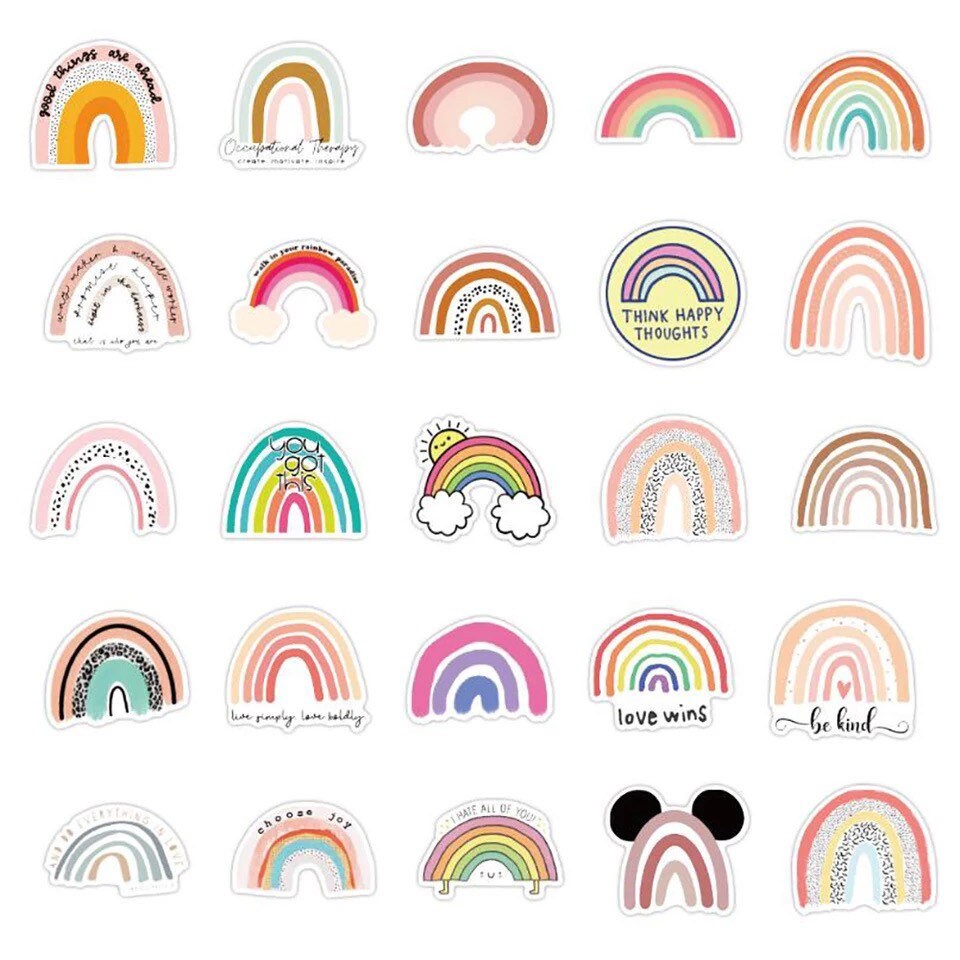 Mixed Colorful Rainbow Sticker Pack Rainbow Cute Aesthetic - Etsy