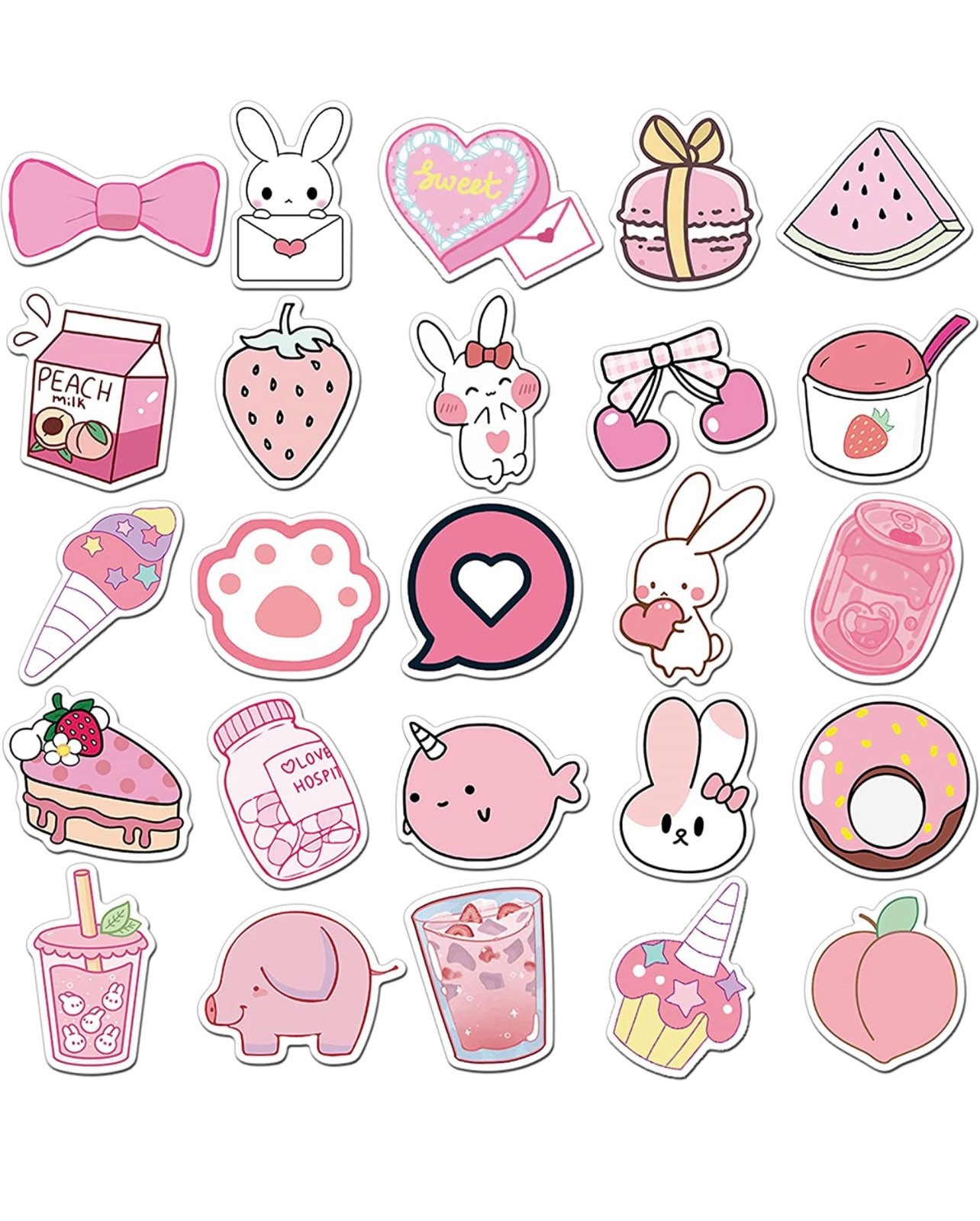 Cute Kawaii Girly Pink Aesthetic Sticker Pack for Laptops | Etsy