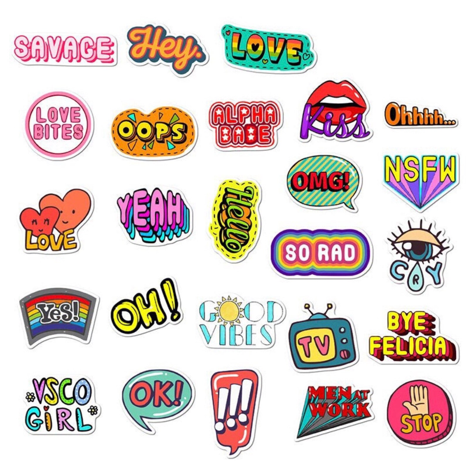 Colorful English Phrase Stickers, Laptop and Hydroflask Stickers, Vinyl ...