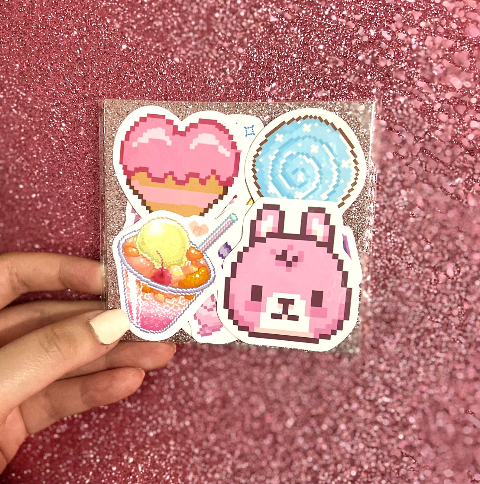 Cute Girly Pink Pixel Aesthetic Sticker Pack for Hydroflask - Etsy