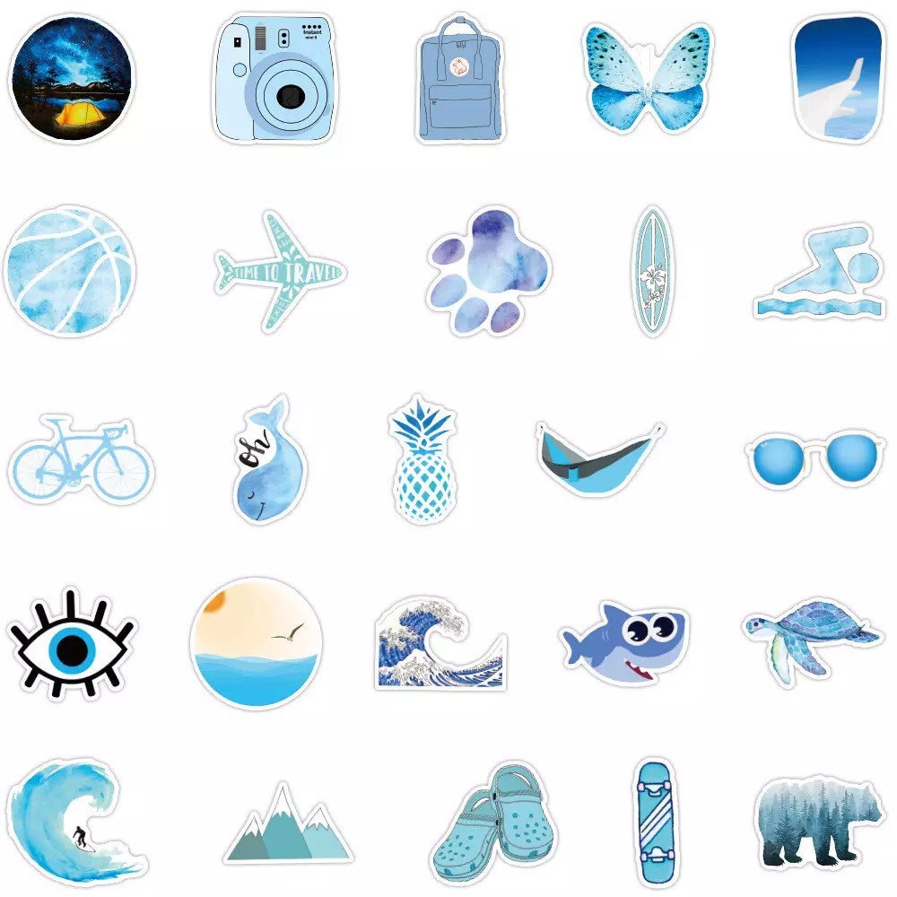 Wavy Cool Blue Aesthetic Sticker Pack for Hydroflask and - Etsy