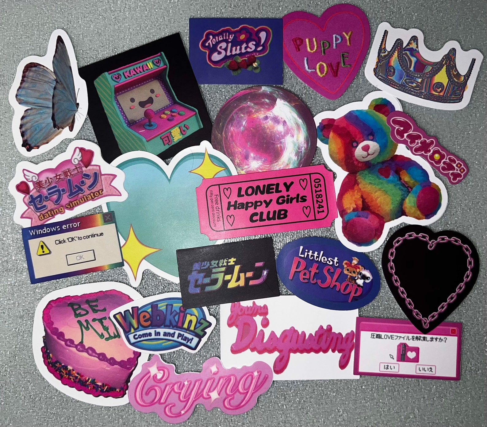 20 Pcs Y2K Aesthetic Sticker Pack - Etsy