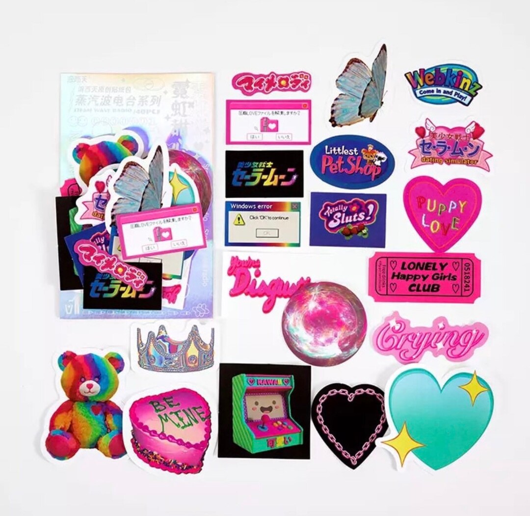 20 Pcs Y2K Aesthetic Sticker Pack - Etsy