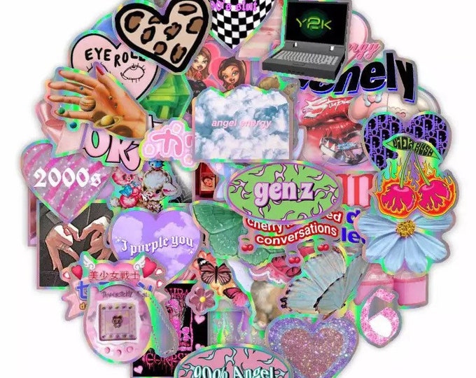 Holographic Laser Y2K Aesthetic Sticker Pack - Etsy
