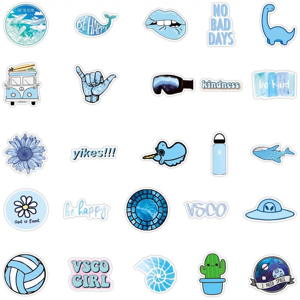 Wavy Cool Blue Aesthetic Sticker Pack for Hydroflask and - Etsy