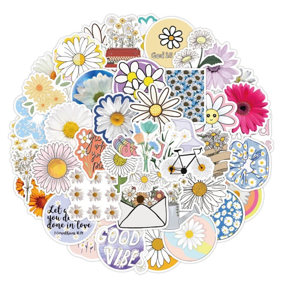 Mixed Daisy Pretty Flower Sticker Pack Daisy Flower Cute | Etsy