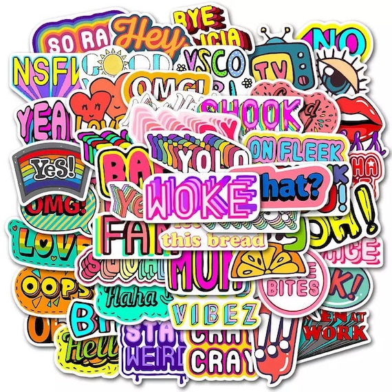 Colorful English Phrase Stickers Laptop and Hydroflask | Etsy