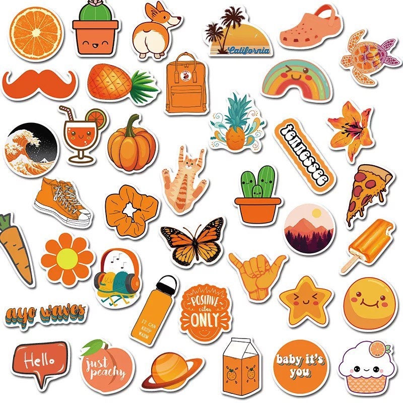 Orange Aesthetic Theme Sticker Pack for Hydroflask and Laptop - Etsy