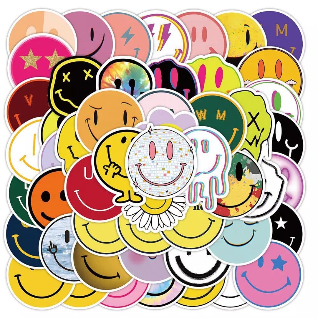 Cool Smiley Face Stickers – Random Wacky Glossy Vinyl, Waterproof ...