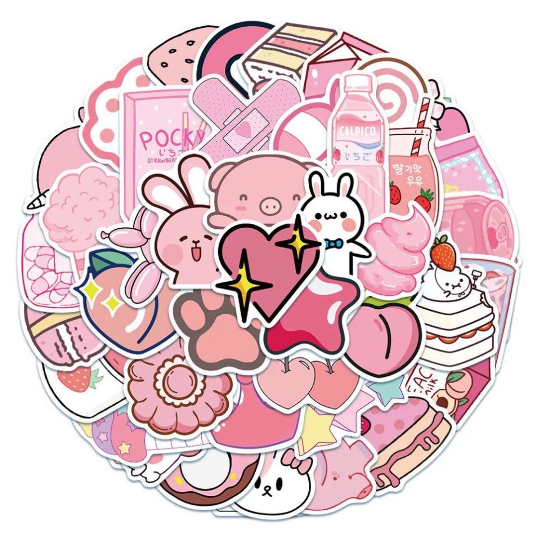 Cute Kawaii Girly Pink Aesthetic Sticker Pack – Matte Vinyl Stickers ...