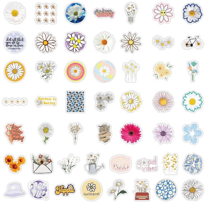 Mixed Daisy Pretty Flower Sticker Pack Daisy Flower Cute - Etsy