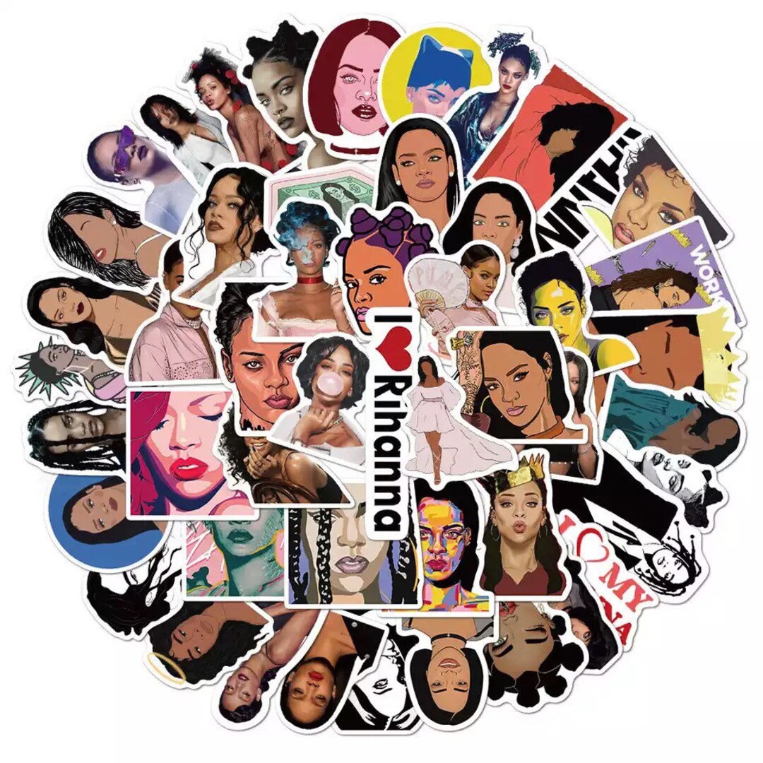 Rihanna Random Sticker Pack for Laptop, Hydroflask, Journal, Phone ...