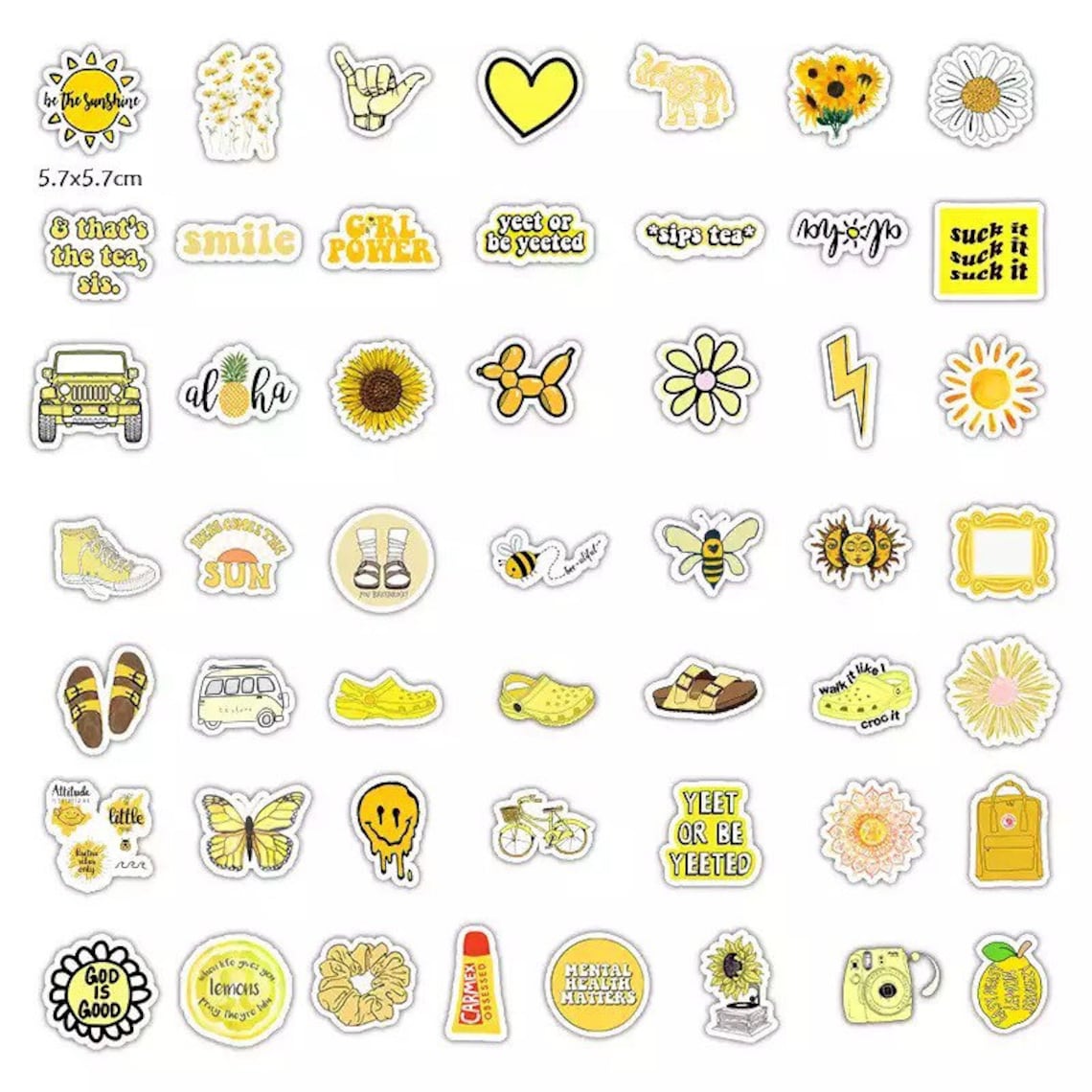 Yellow Aesthetic Theme Sticker Pack for Hydroflask Phones - Etsy