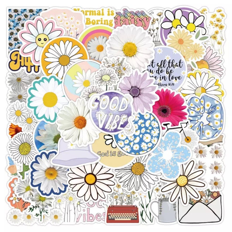 Mixed Daisy Pretty Flower Sticker Pack Daisy Flower Cute - Etsy