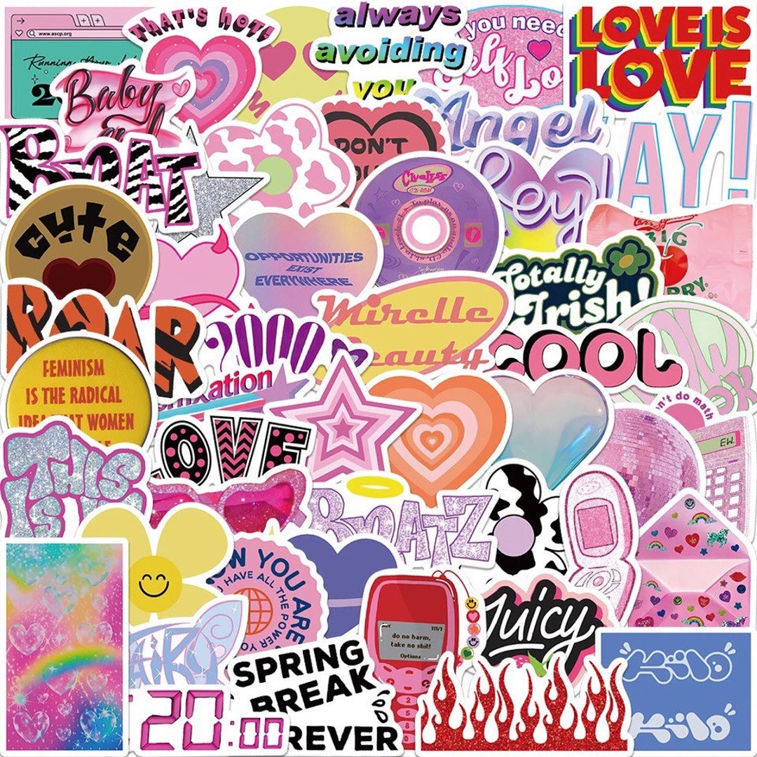 Y2K Aesthetic Sticker Pack – Y2K Girly Vinyl Stickers for Laptops ...