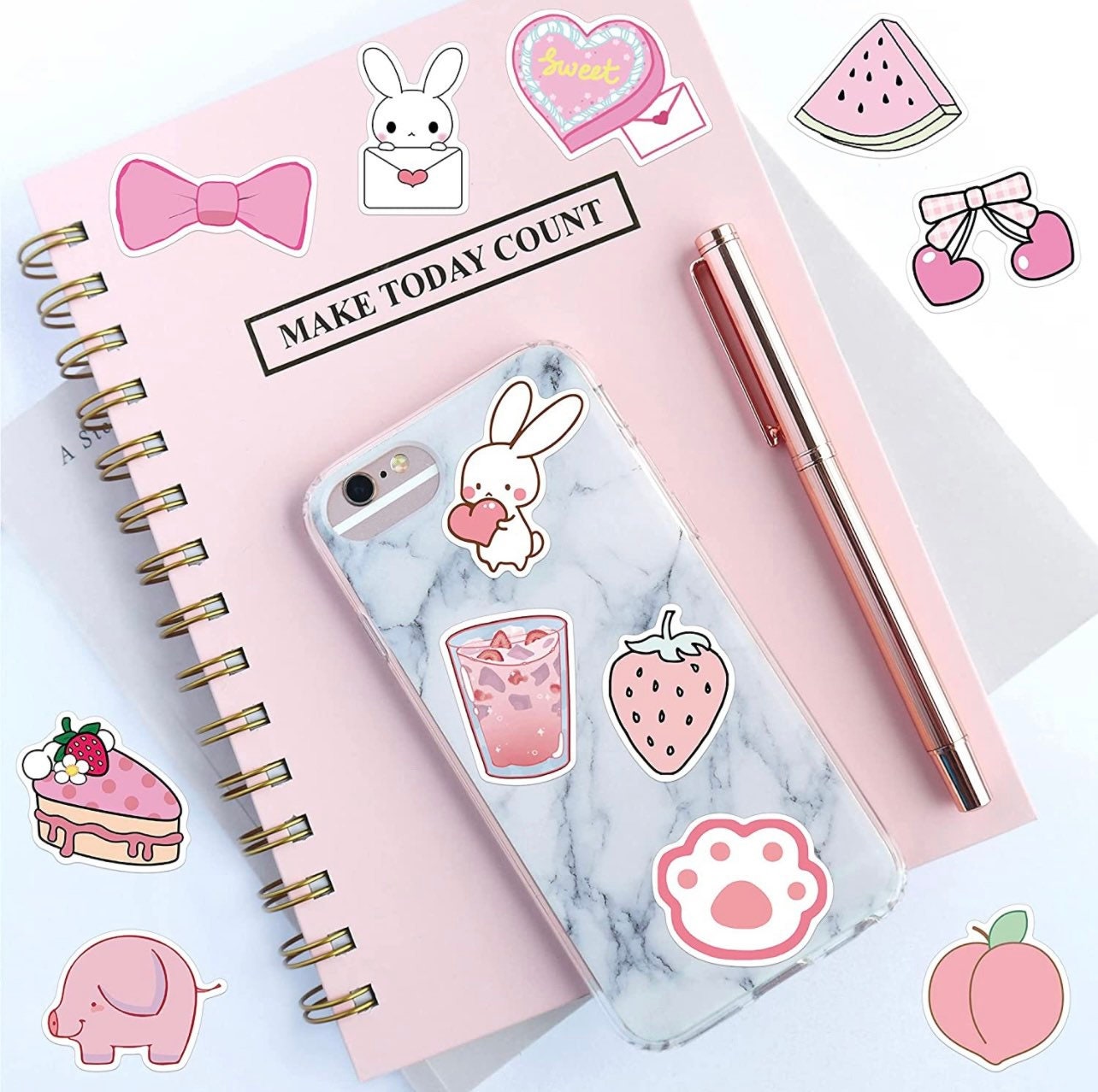 Cute Kawaii Girly Pink Aesthetic Sticker Pack for Laptops | Etsy