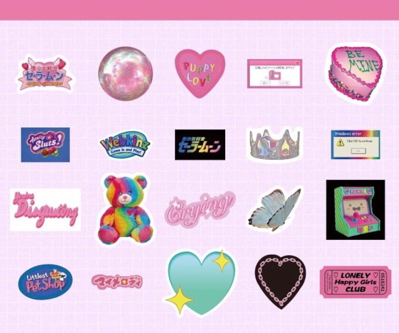 20-piece Y2K Aesthetic Sticker Pack – 2000s -inspired Vinyl Stickers ...