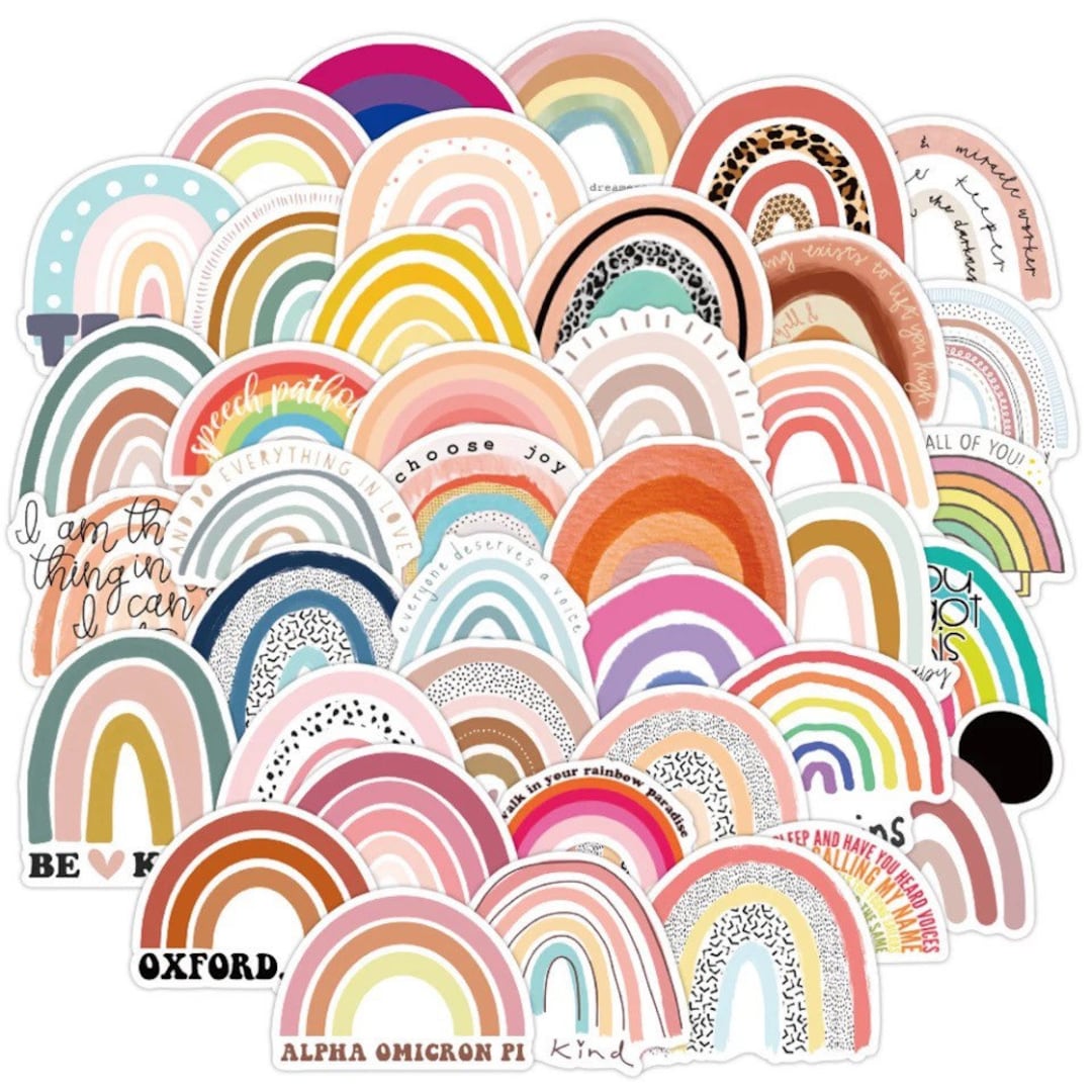 Mixed Colorful Rainbow Sticker Pack, Rainbow Cute Aesthetic Stickers ...