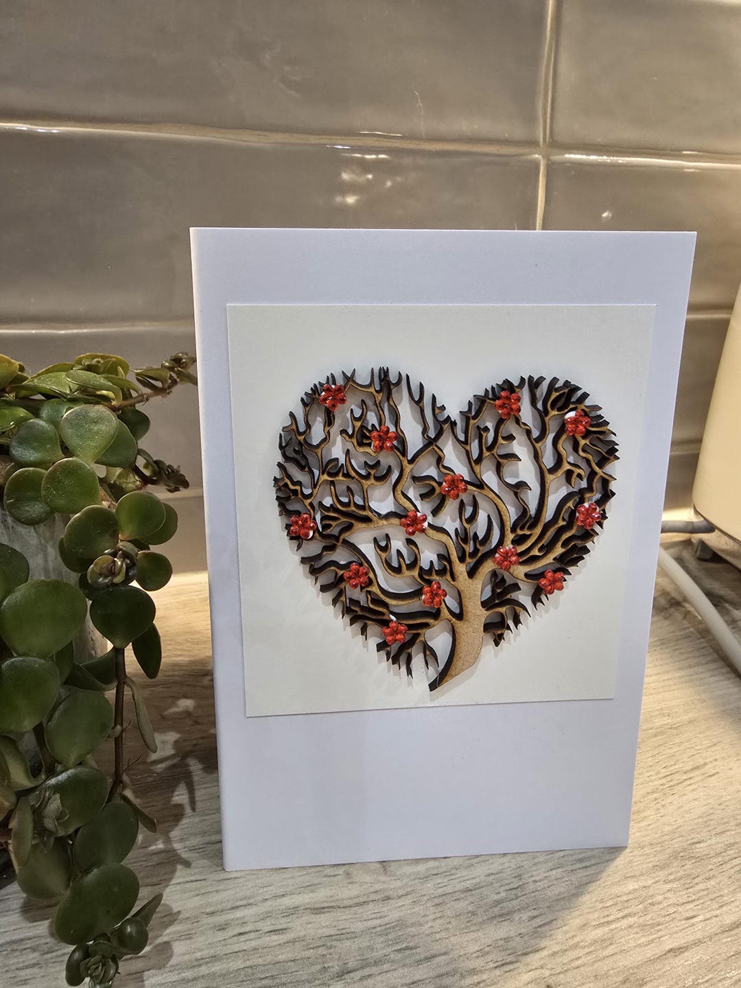 Wooden Heart Tree Card - Etsy