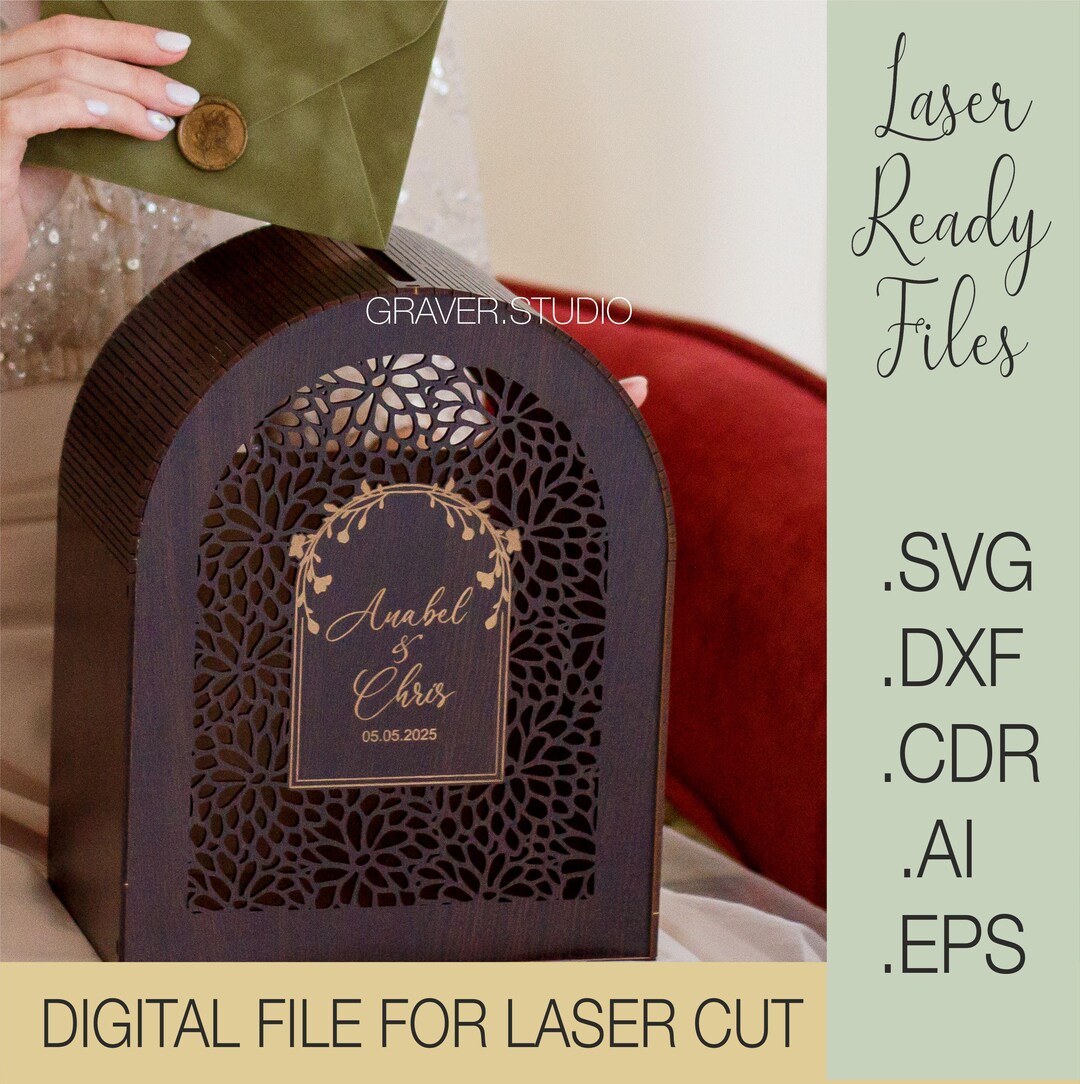 Wedding Card Box Svg,laser Cutting Project, Svg Dxf Cdr Eps Vector ...