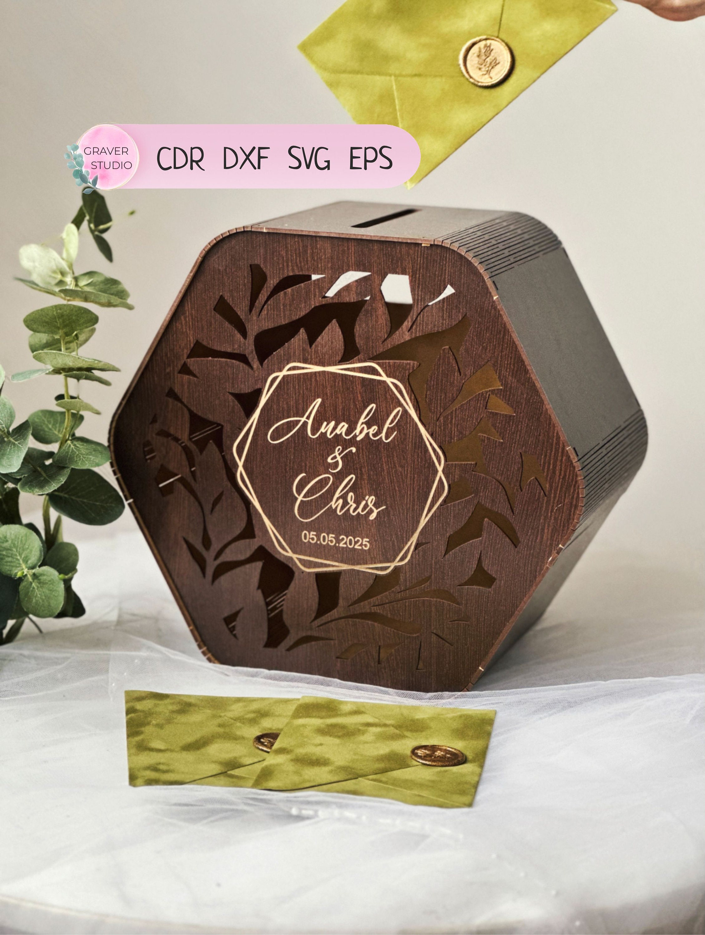 Wedding Card Box Svg,wedding Laser Cut File, Svg Dxf Cdr Eps Vector ...