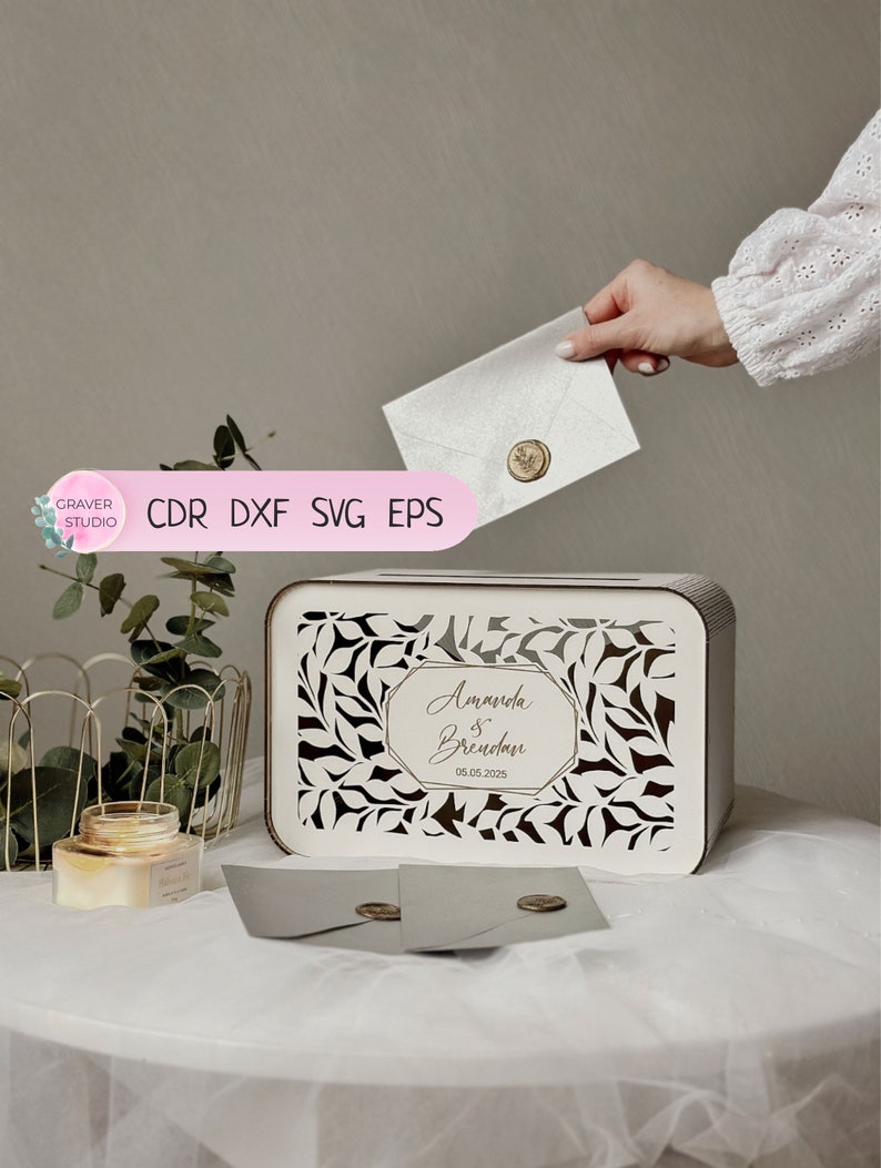 Wedding Card Box Svg,laser Cutting Project,svg Dxf Cdr Eps Vector Plans ...