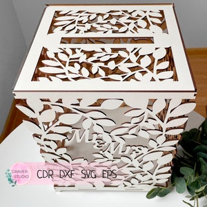 Wedding Card Box Svg, Laser Cutting Project, Svg Dxf Cdr Eps Vector ...