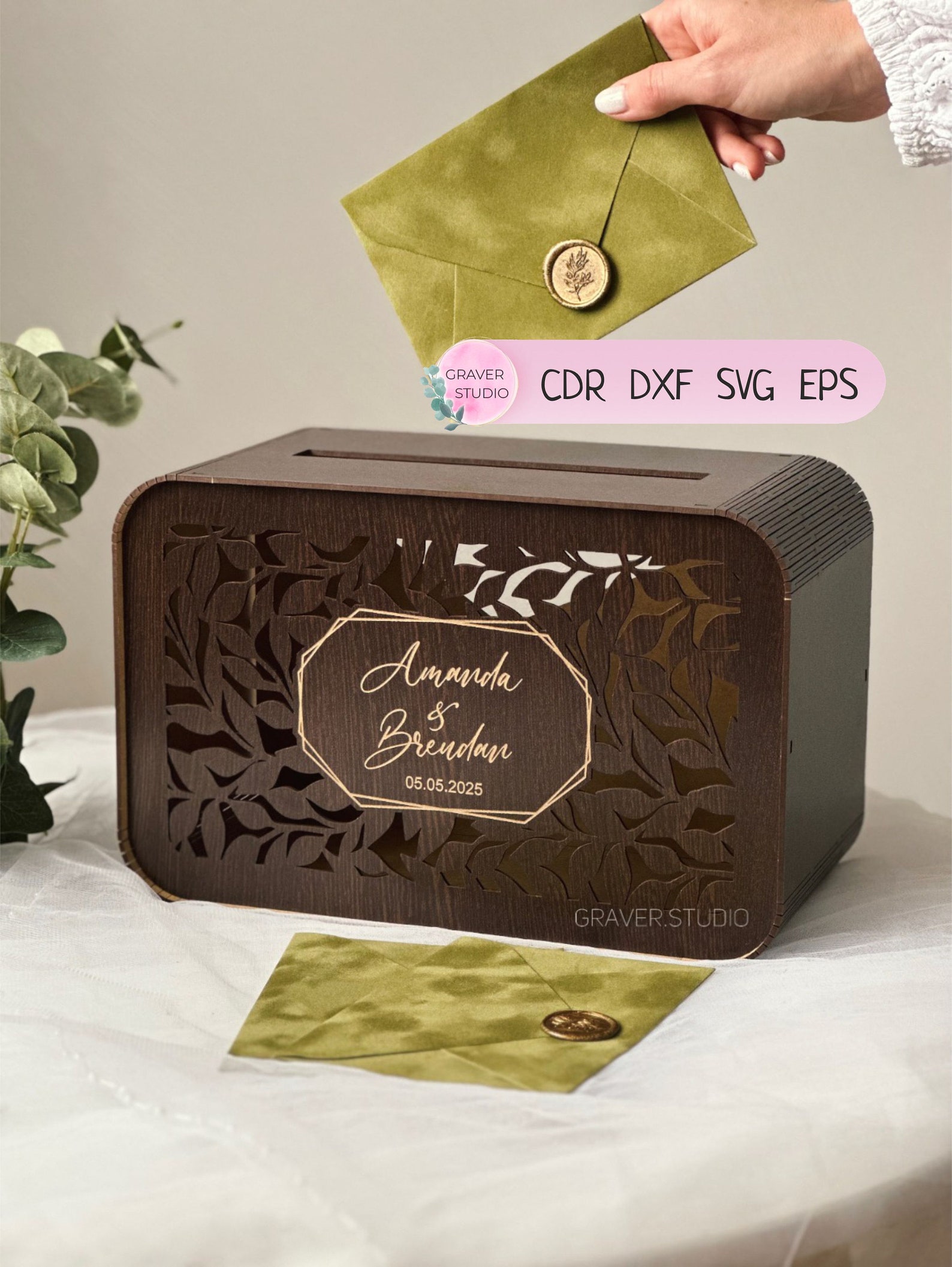 Wedding Card Box Svg,laser Cutting Project, Svg Dxf Cdr Eps Vector ...