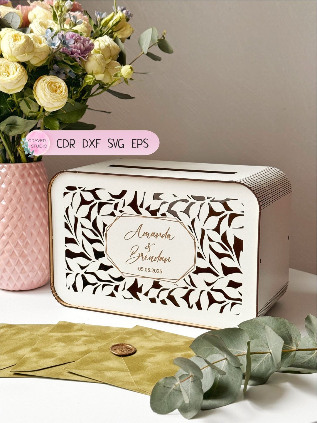 Wedding Card Box Svg,laser Cutting Project,svg Dxf Cdr Eps Vector Plans ...