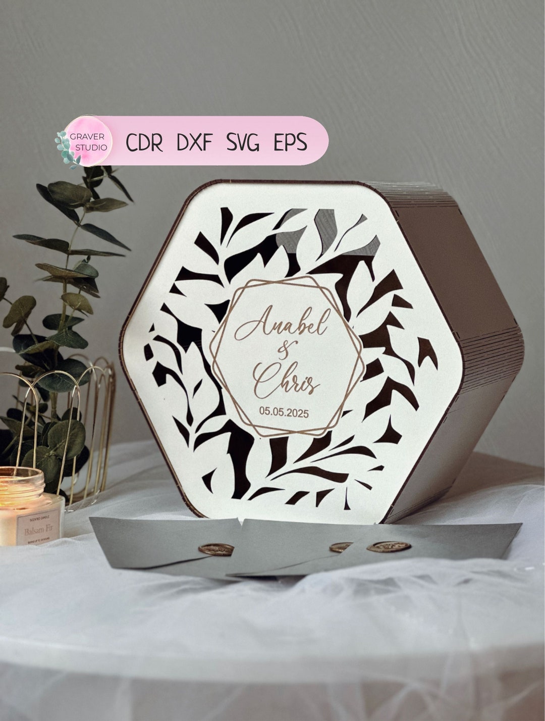 Wedding Card Box Svg,wedding Laser Cut File, Svg Dxf Cdr Eps Vector ...
