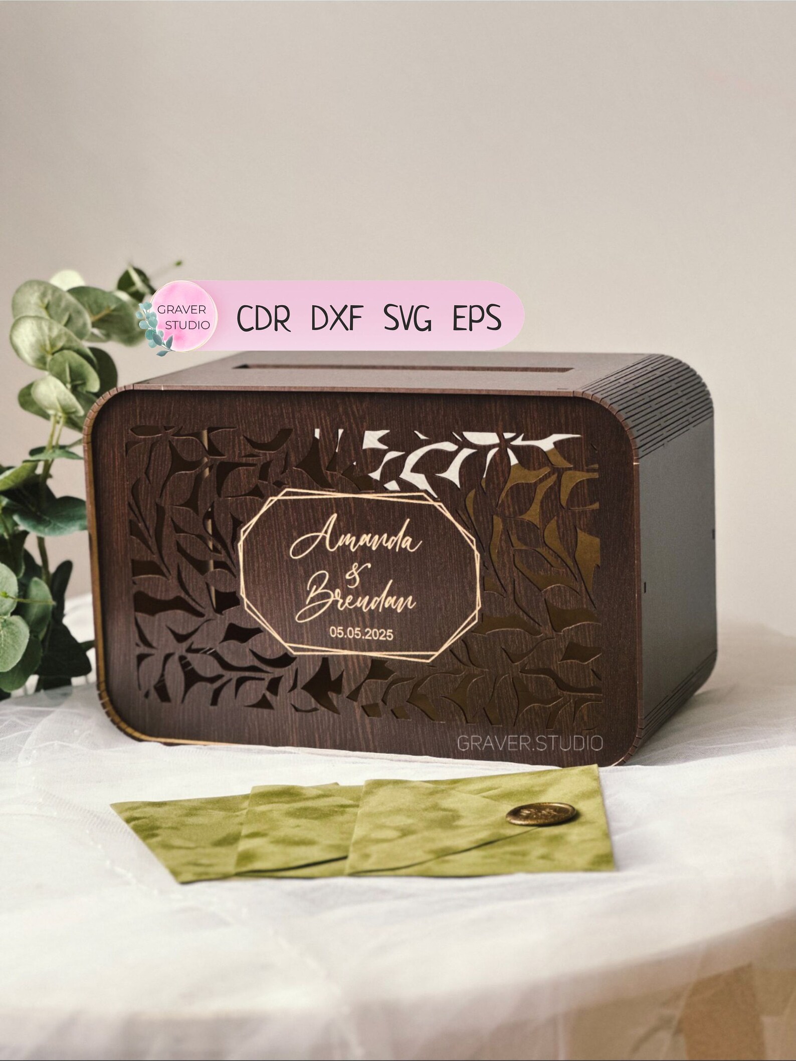 Wedding Card Box Svg,laser Cutting Project, Svg Dxf Cdr Eps Vector ...