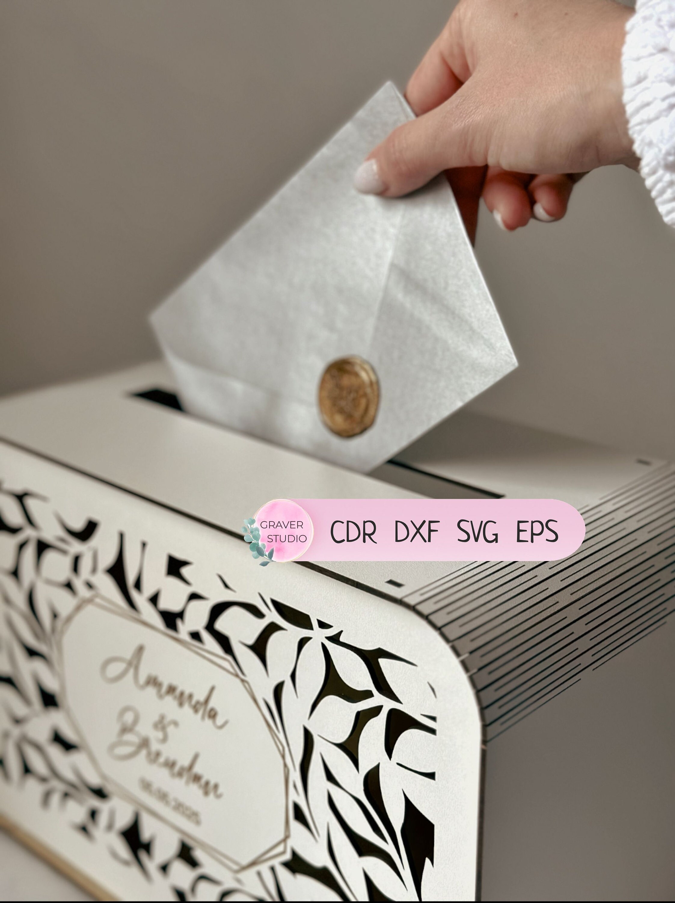 Wedding Card Box Svg,laser Cutting Project,svg Dxf Cdr Eps Vector Plans ...