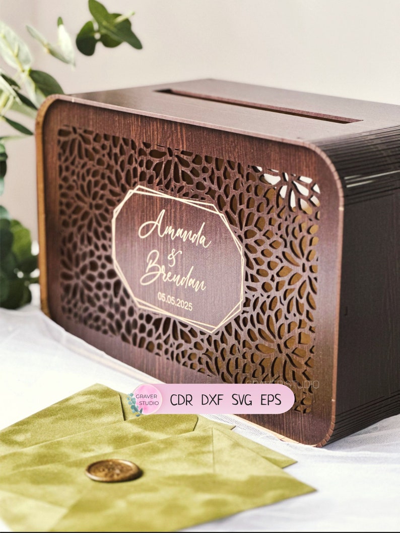 Wedding Card Box Svg,laser Cutting Project, Svg Dxf Cdr Eps Vector ...