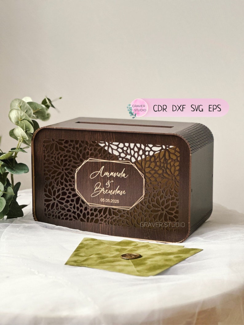 Wedding Card Box Svg,laser Cutting Project, Svg Dxf Cdr Eps Vector ...