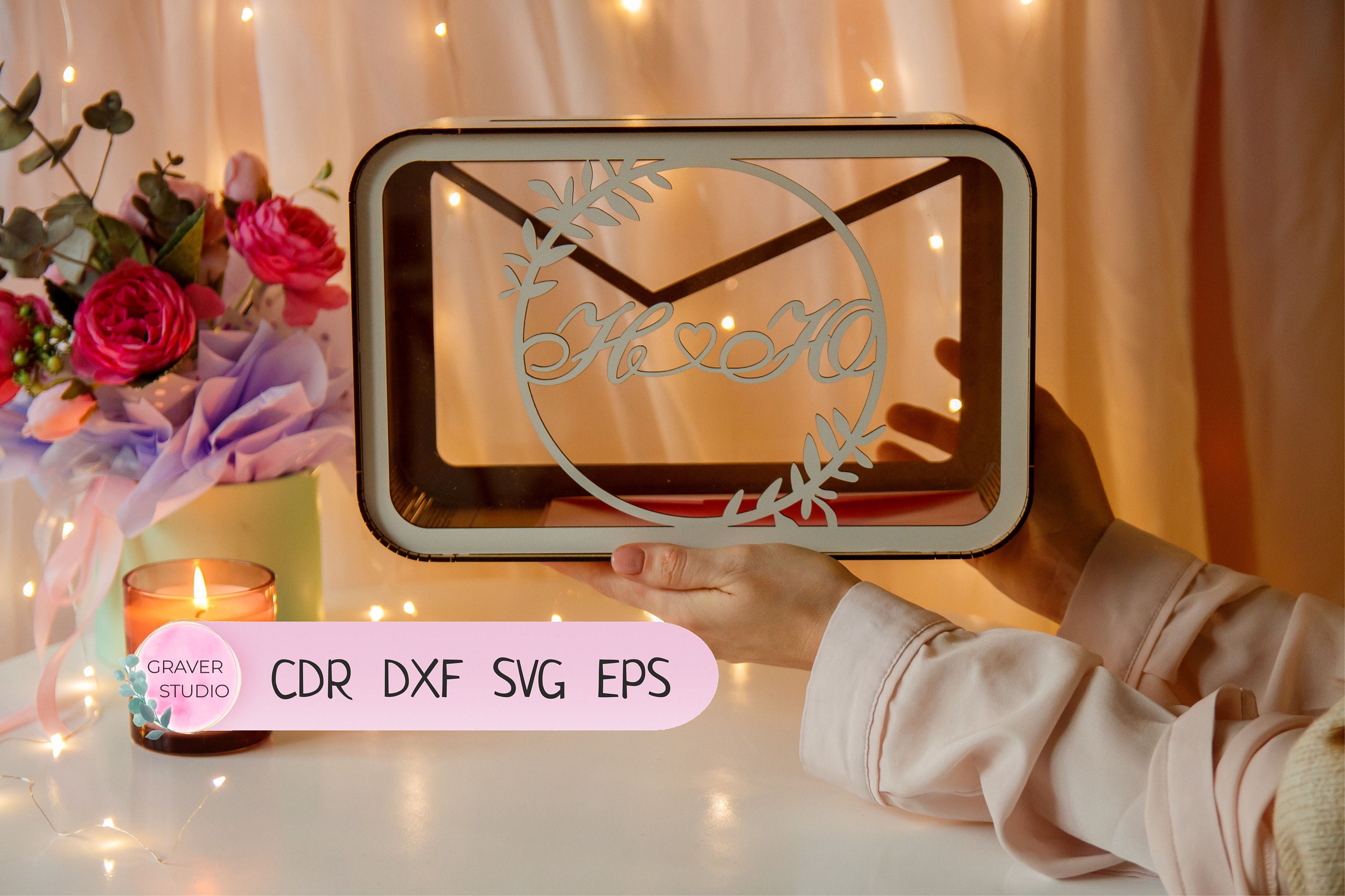 Wedding Laser File,wedding Card Box Svg, Laser Cutting Project, Svg Dxf ...