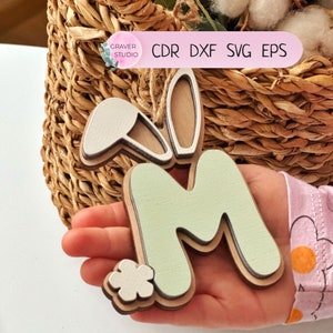 Easter Rabbit Initials,laser Cut File Glowforge,easter Bunny Svg ...